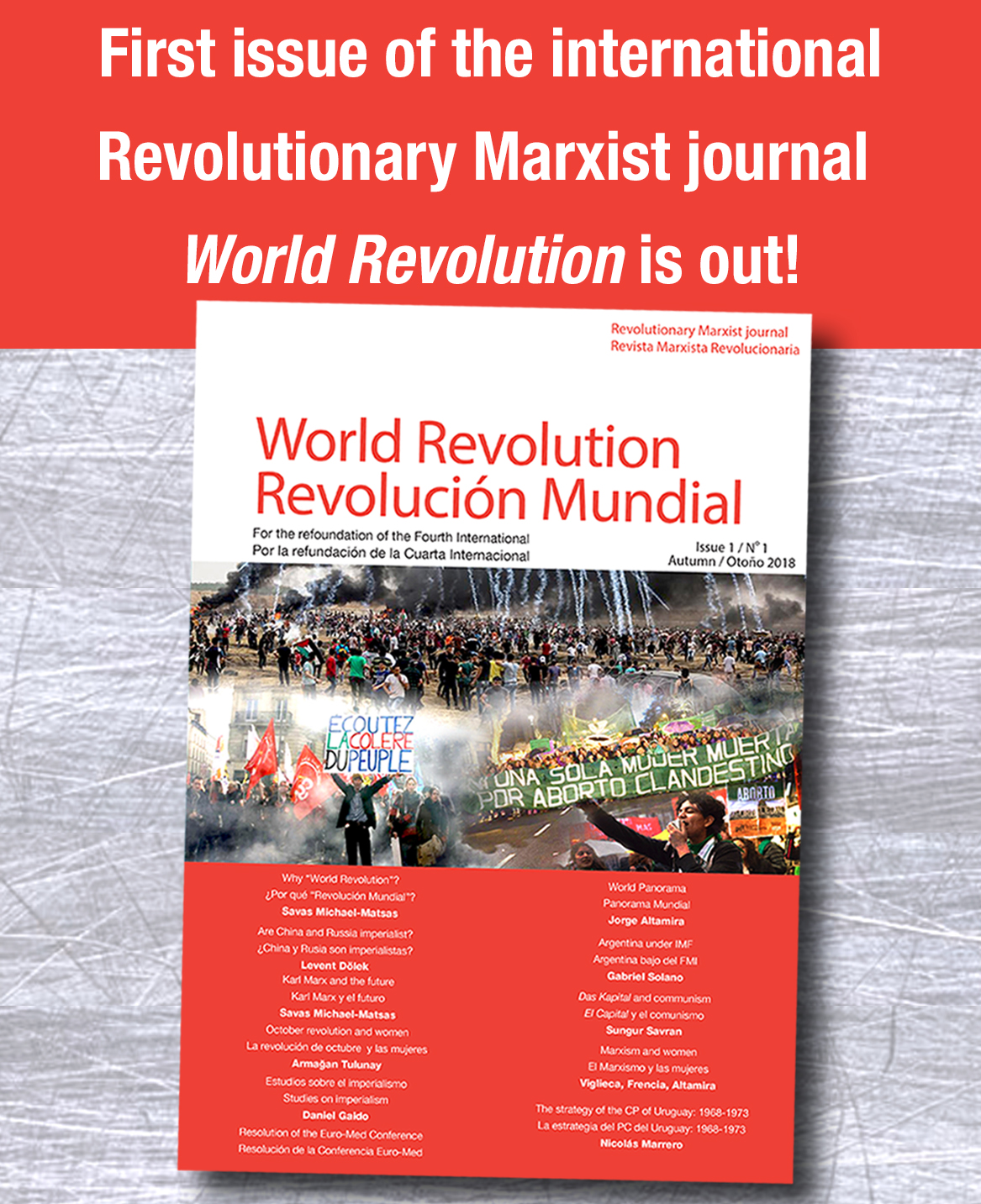 First issue of the international Revolutionary Marxist journal World ...